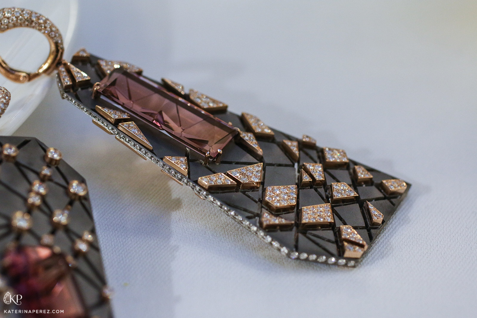 One of a kind earrings from VMAR with fancy cut rubellites, titanium ...